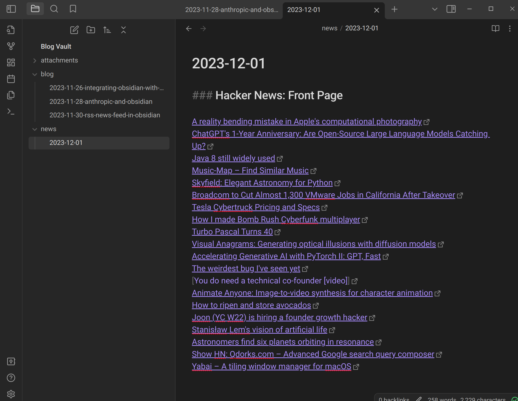RSS news feeds in Obsidian and new LLMs | The Horenberger Zone